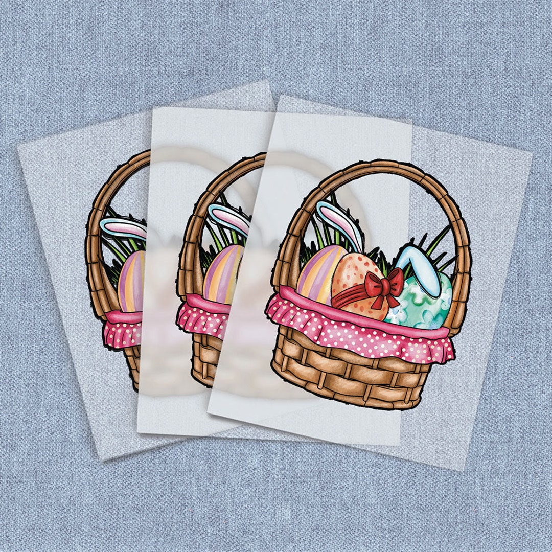 Easter Basket DTF Heat Transfer, Bunny Ears Iron-on Transfer, Direct-to ...