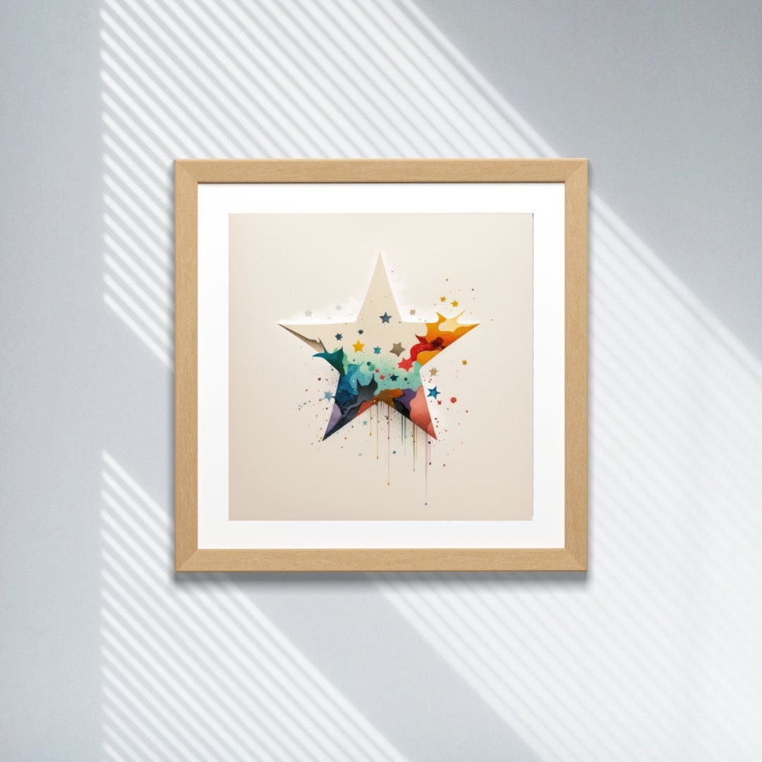 Bright Star Paint Splash Poster Print Wall Art Simple Rainbow - Etsy