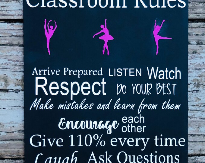 Dance Studio Classroom Rules Wall Sign Decor, Dance Studio Wall Sign ...