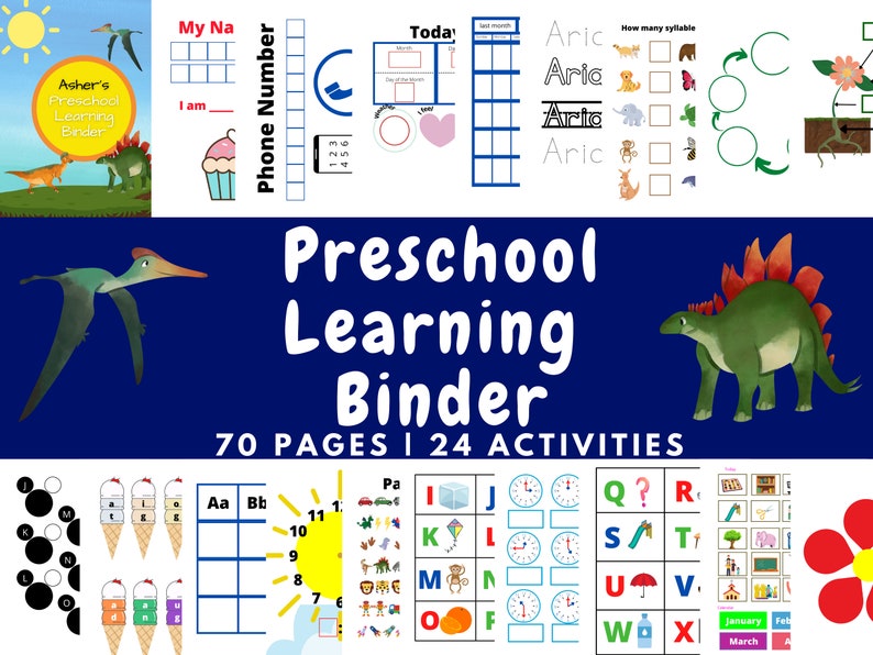 Personalized Preschool Learning Binder Printable Busy Book Homeschool ...