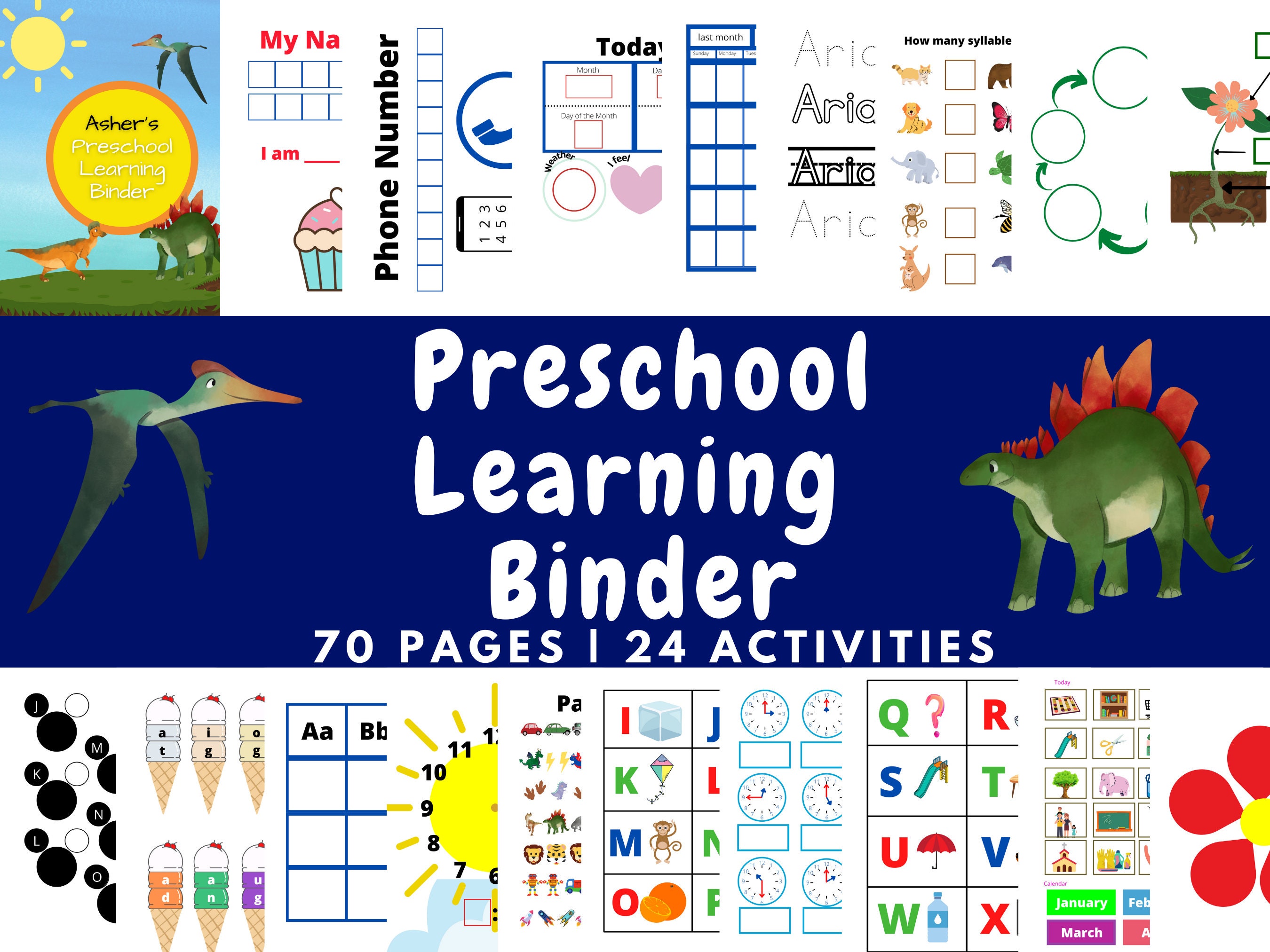 Personalized Preschool Learning Binder Printable Busy Book Homeschool ...