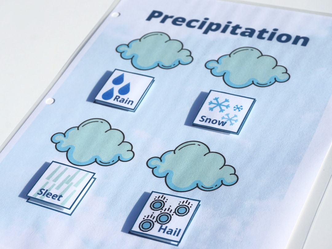 Types of Precipitation Matching Activity for PRE-K at Home Busy Book ...