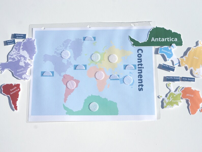 Continents and Oceans Geography Printable Activity for Pre-k Busy Book ...
