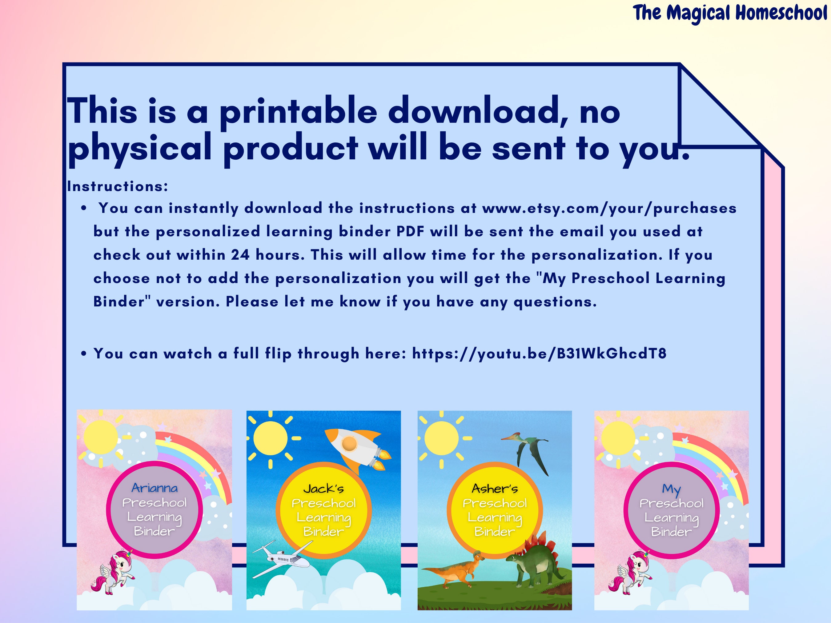 Personalized Preschool Learning Binder Printable Busy Book Homeschool ...