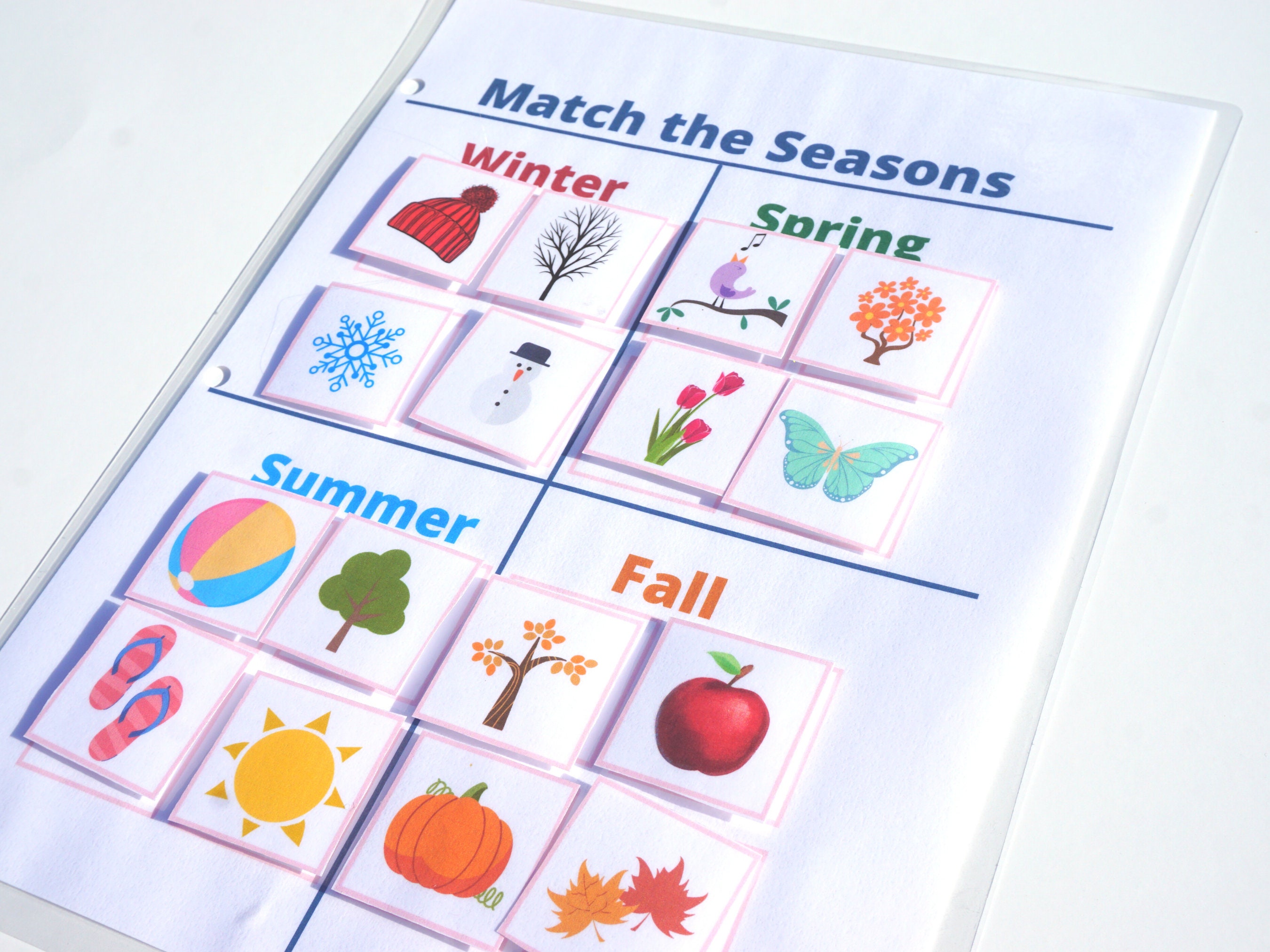 Seasons Activity for Preschool Busy Book | Pre-k Seasons of the Year ...