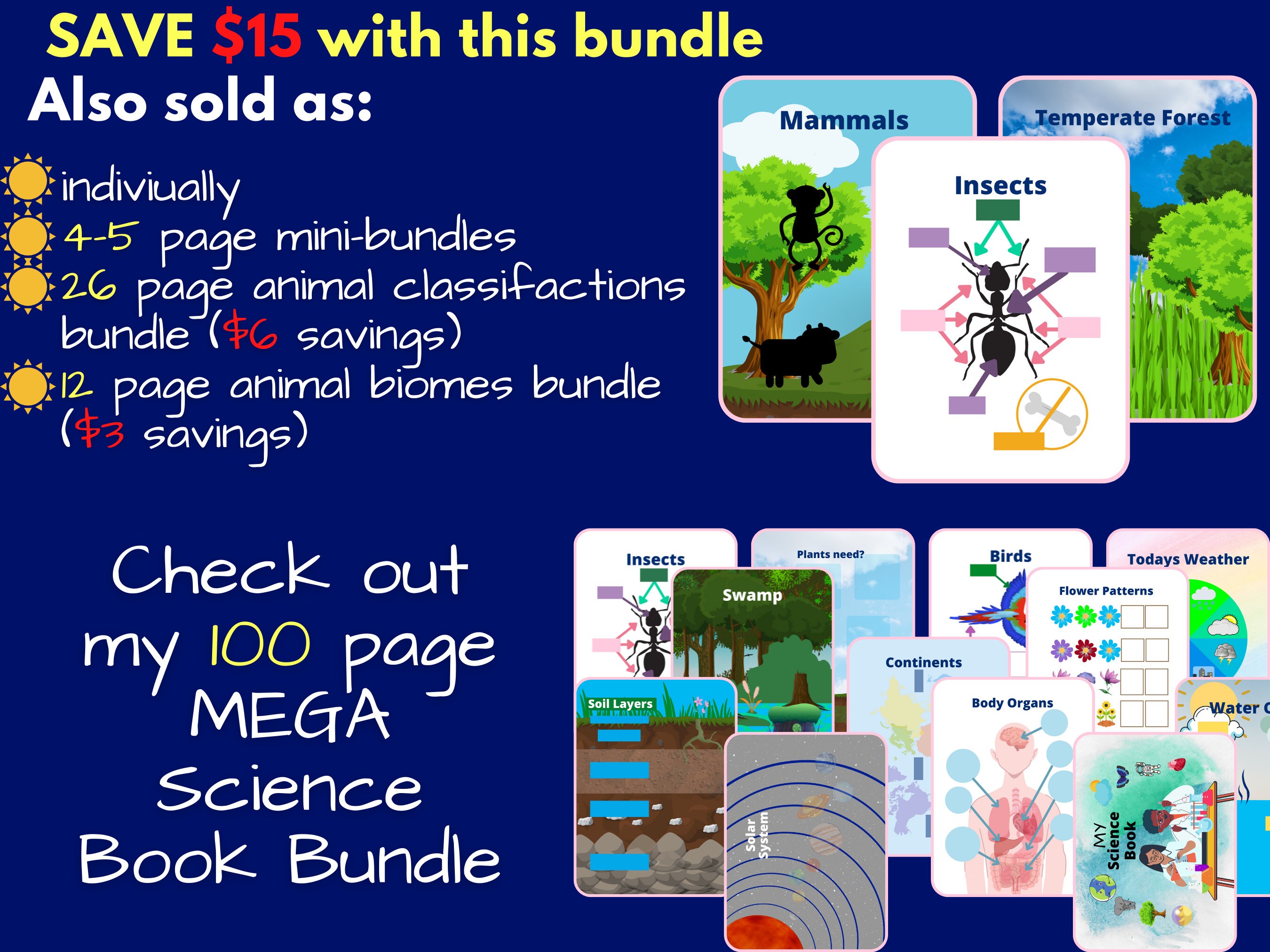 Pre-k Animal Printable Busy Book Activity Bundle | Science, Biomes ...