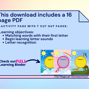 Toddler Quiet Book Activity Printable | Beginning Letter Sounds ...