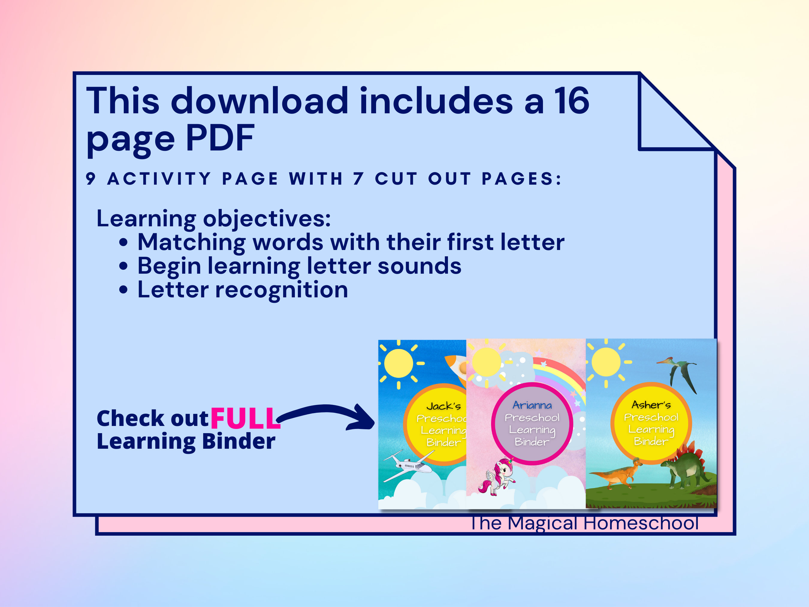 Toddler Quiet Book Activity Printable Beginning Letter Sounds Matching ...