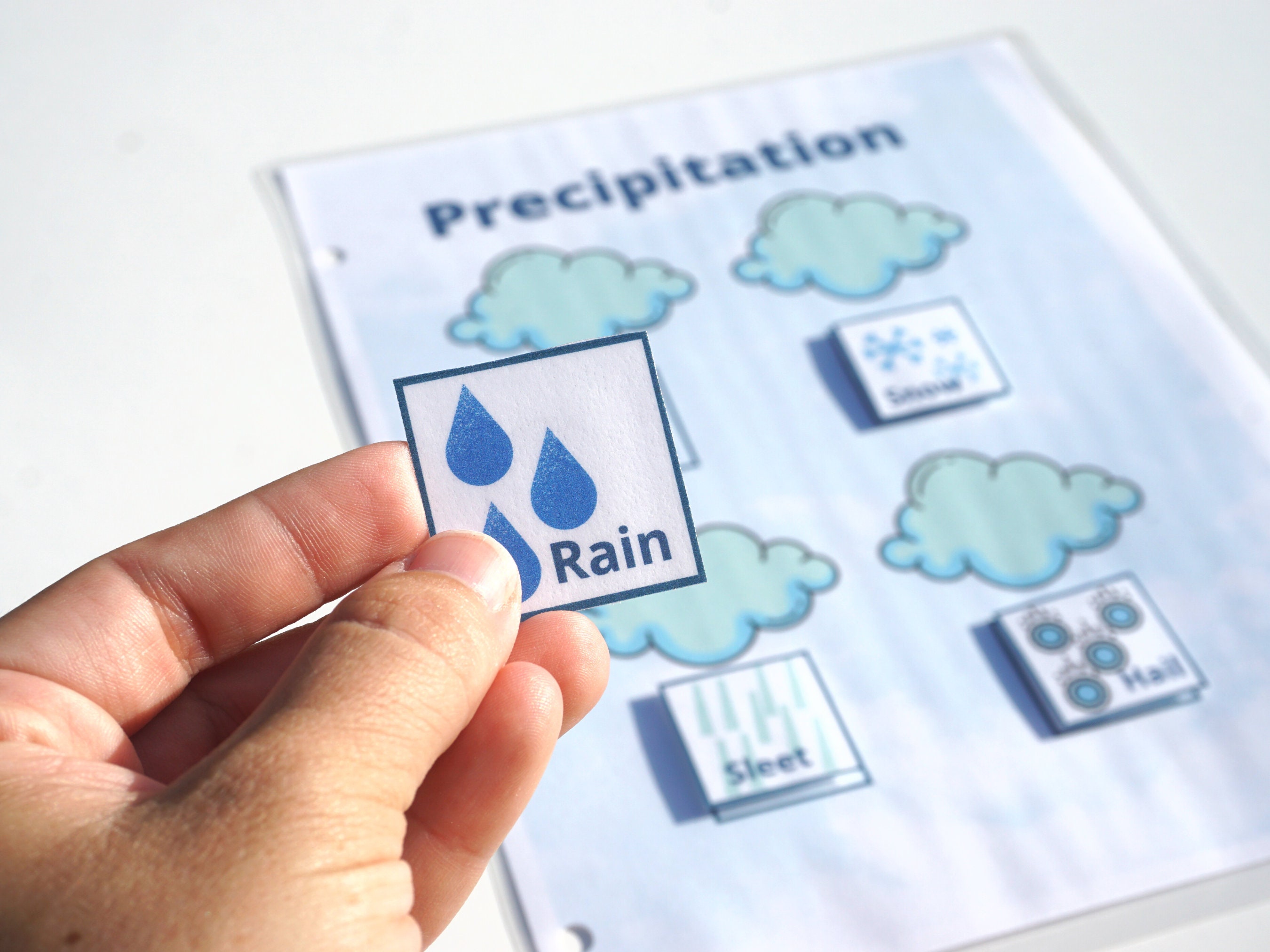 Types of Precipitation Matching Activity for PRE-K at Home Busy Book ...