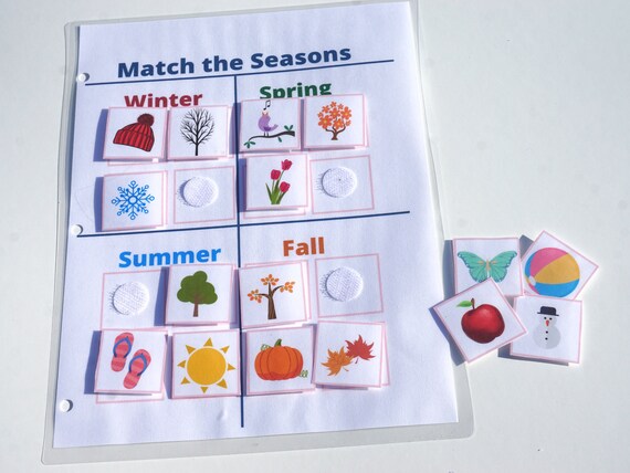 Seasons Activity for Preschool Busy Book Pre-k Seasons of - Etsy
