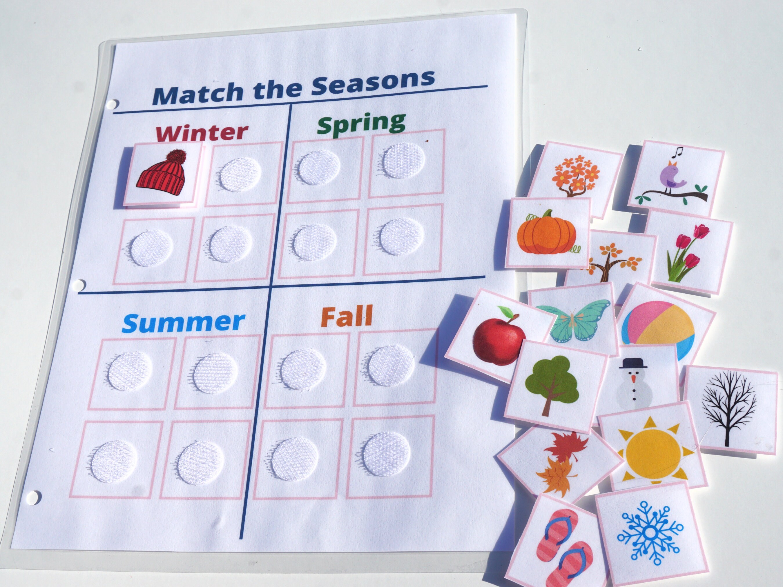 Seasons Matching Activity for Preschool at Home | Pre-k Busy Book for ...