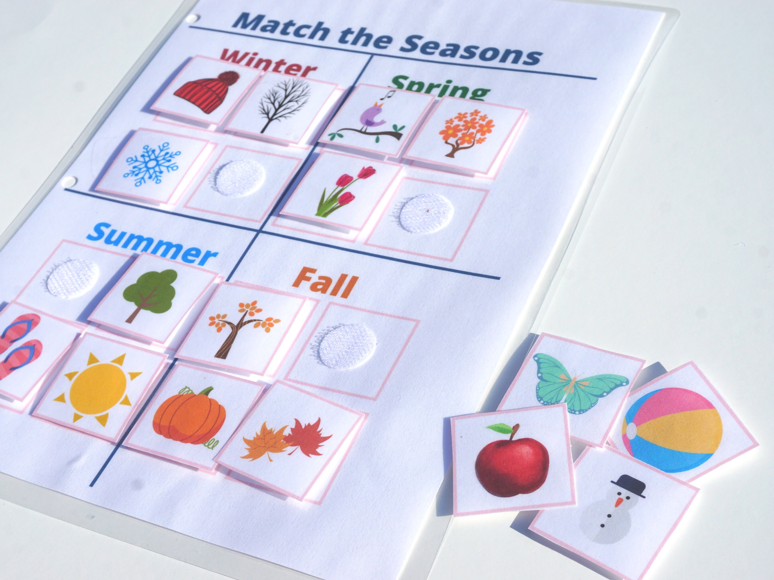 Seasons Matching Activity for Preschool at Home | Pre-k Busy Book for ...