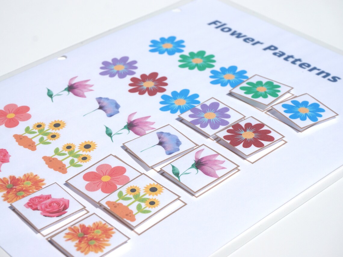 Pre-k Flower Pattern Printable Activity for Busy Book Plant - Etsy