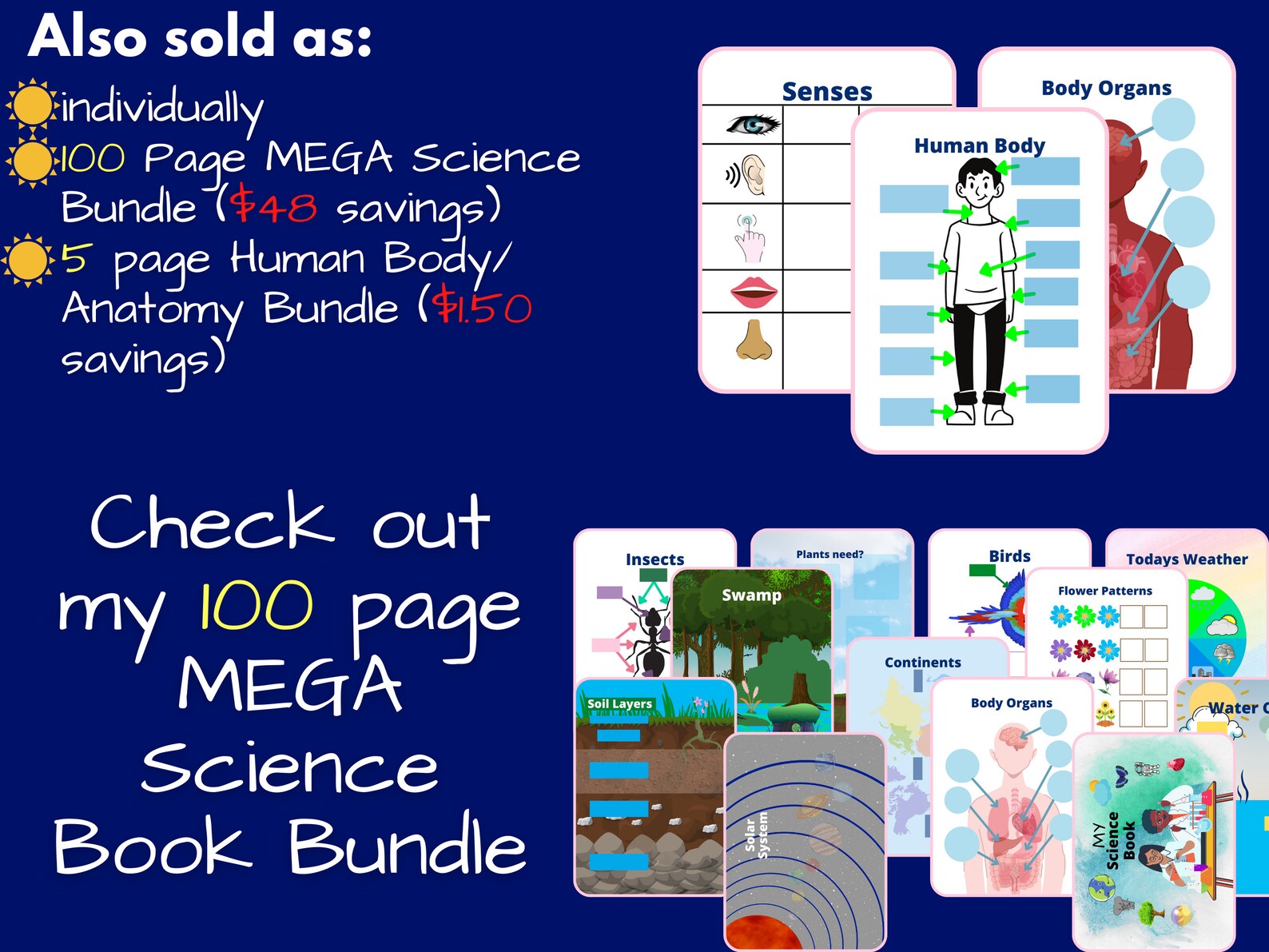 5 Senses Matching Busy Book Activity | Pre-k Printable Human Body ...