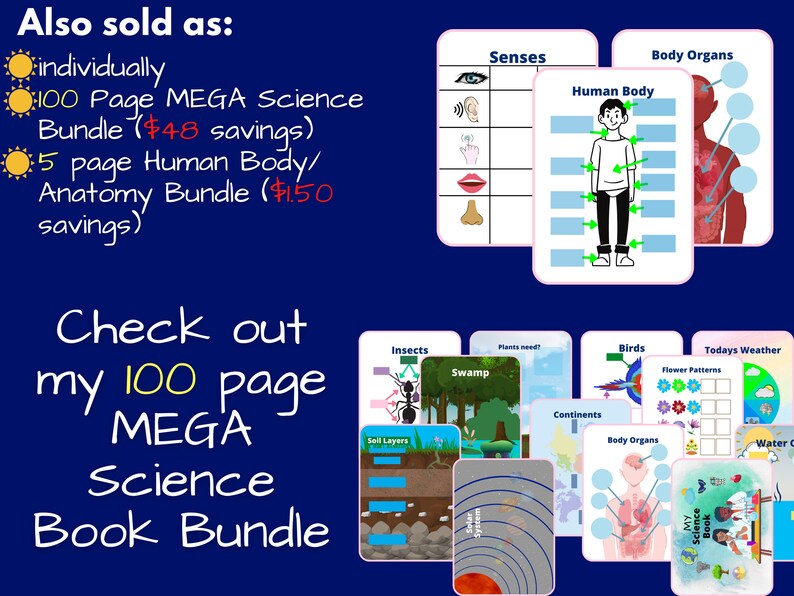 5 Senses Matching Busy Book Activity | Pre-k Printable Human Body ...