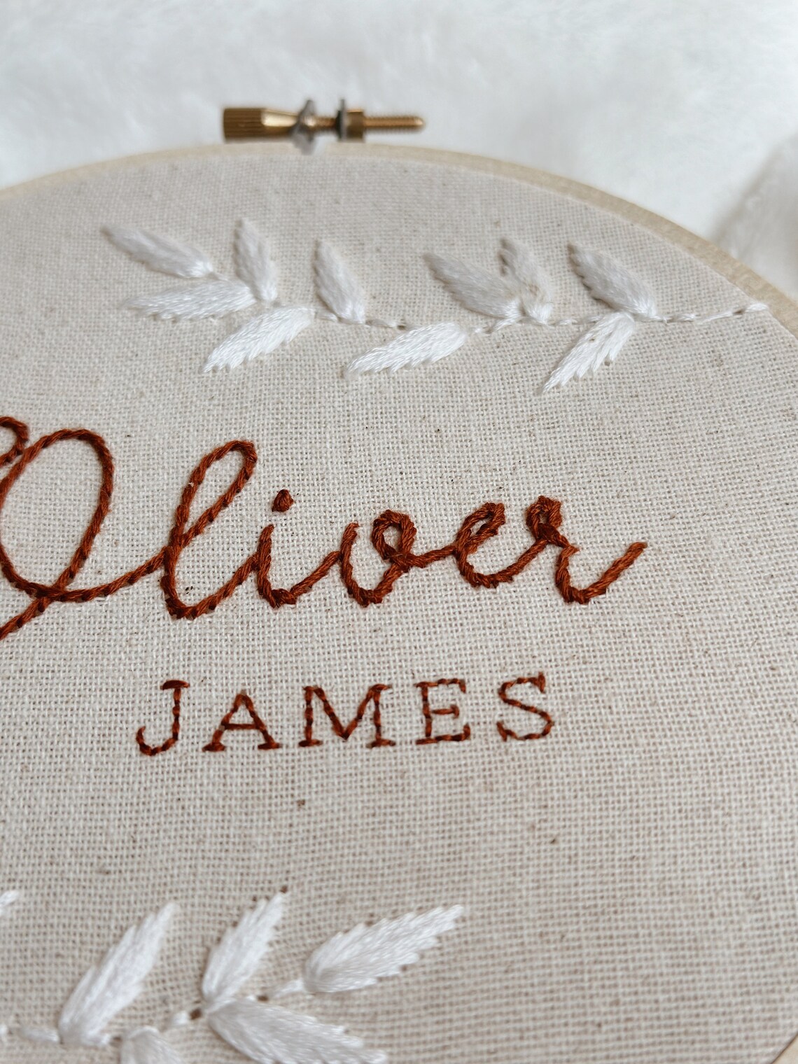 Hand Embroidered Name Hoop, Neutral Baby Name Sign for Nursery, Name ...