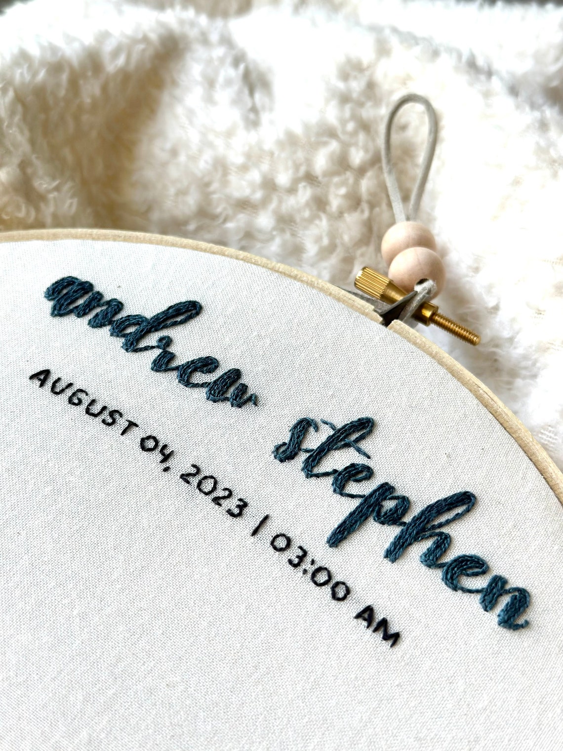 Hand Embroidered Baby Footprint Sign, Baby Birth Stats Embroidery ...