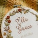 Hand Embroidered Floral Baby Name Hoop, Nursery Decor, Birth ...