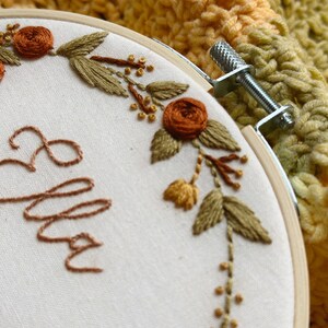 Hand Embroidered Floral Baby Name Hoop, Nursery Decor, Birth ...