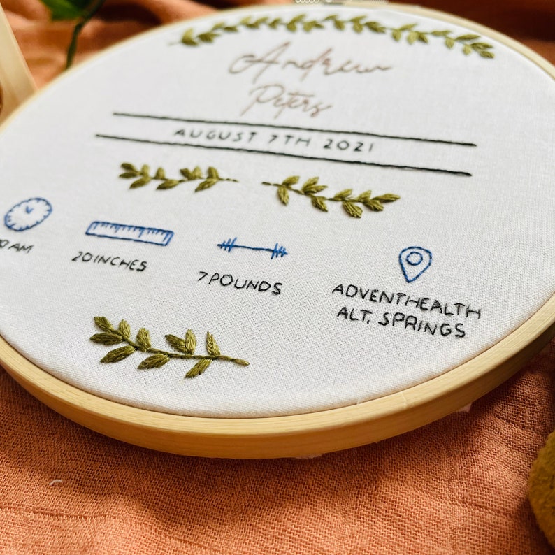 Handmade Embroidery Hoop, Baby Birth Stats, Newborn Keepsake - Etsy