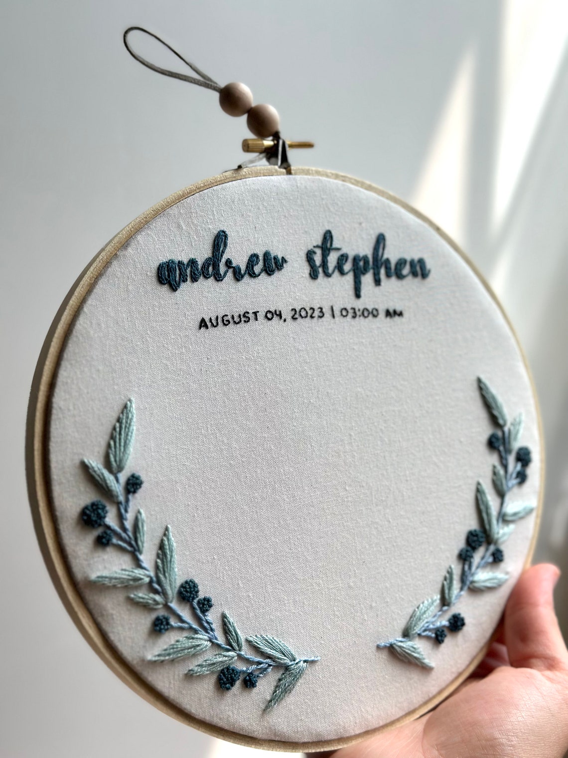 Hand Embroidered Baby Footprint Sign, Baby Birth Stats Embroidery ...