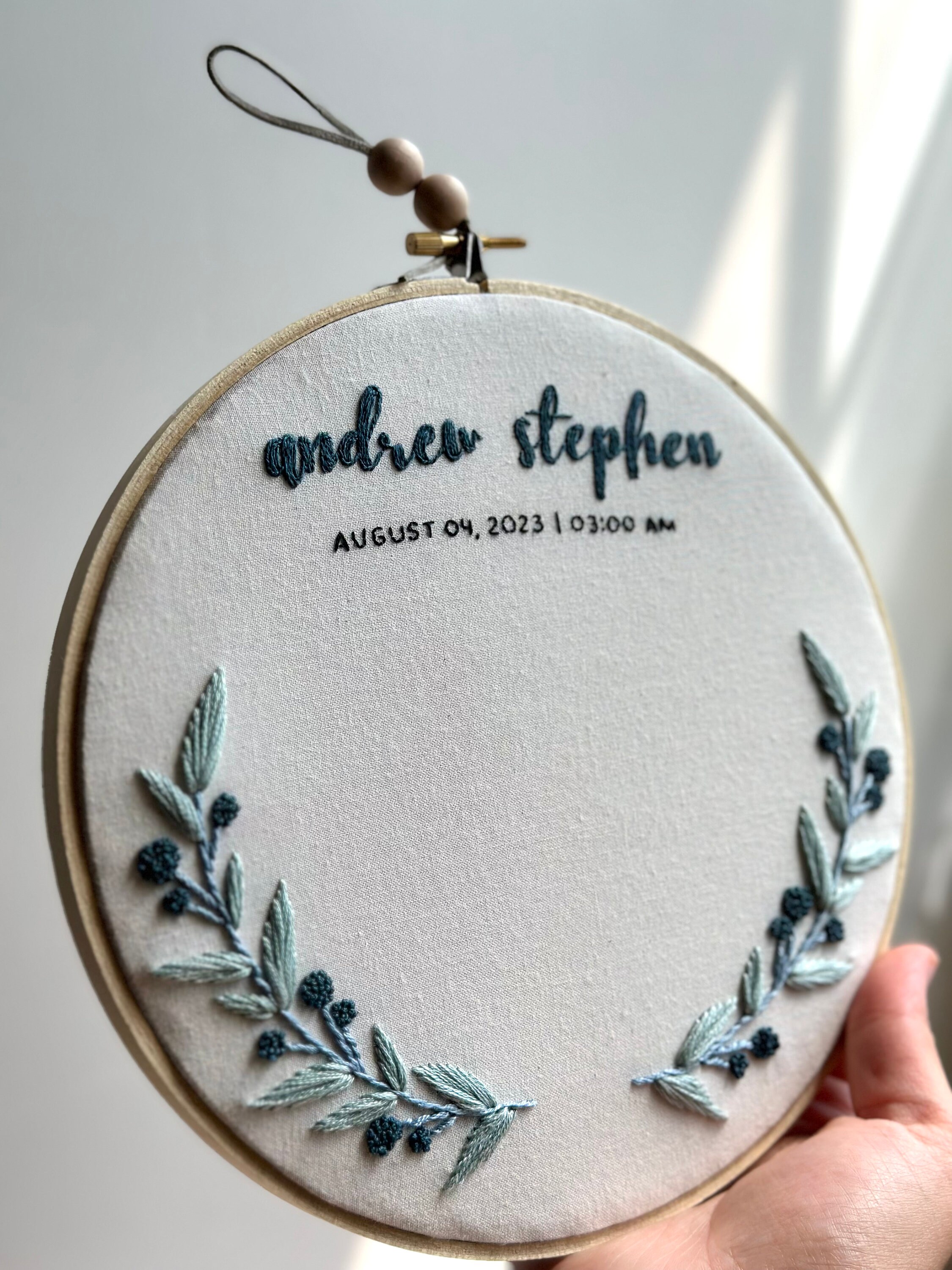 Hand Embroidered Baby Footprint Sign, Baby Birth Stats Embroidery ...