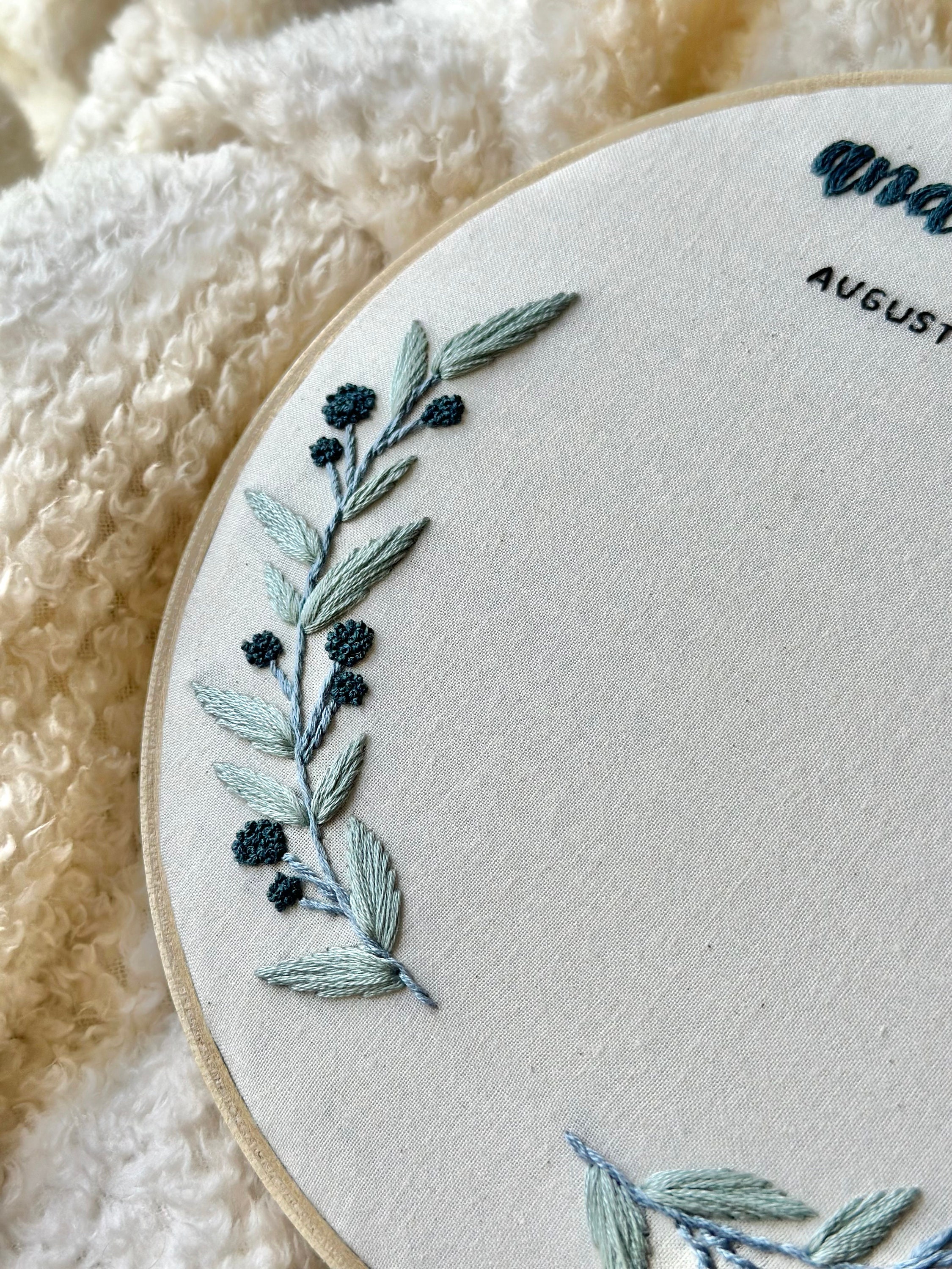 Hand Embroidered Baby Footprint Sign, Baby Birth Stats Embroidery ...