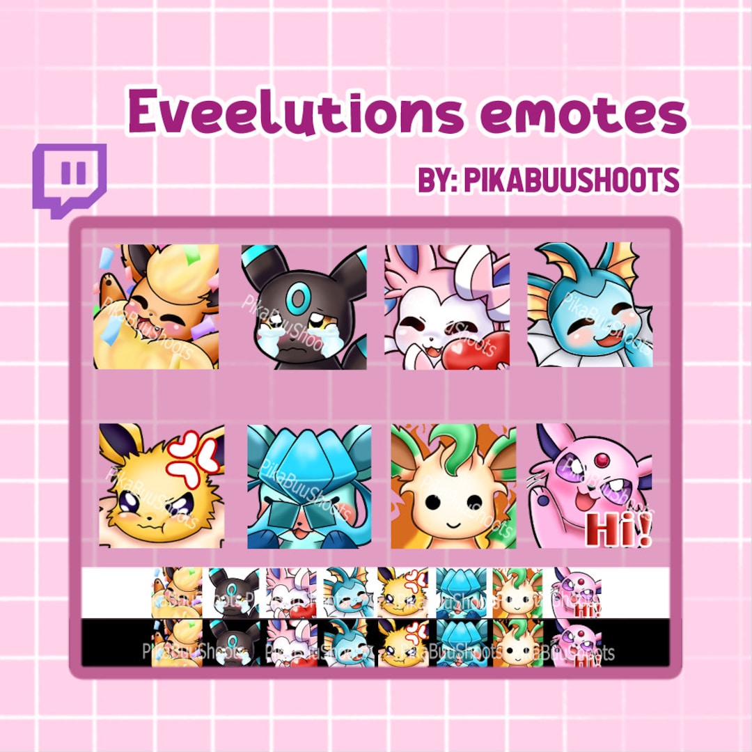 Eeveelution Emotes Pack for Twitch Youtube Discord Pokémon Sylveon ...