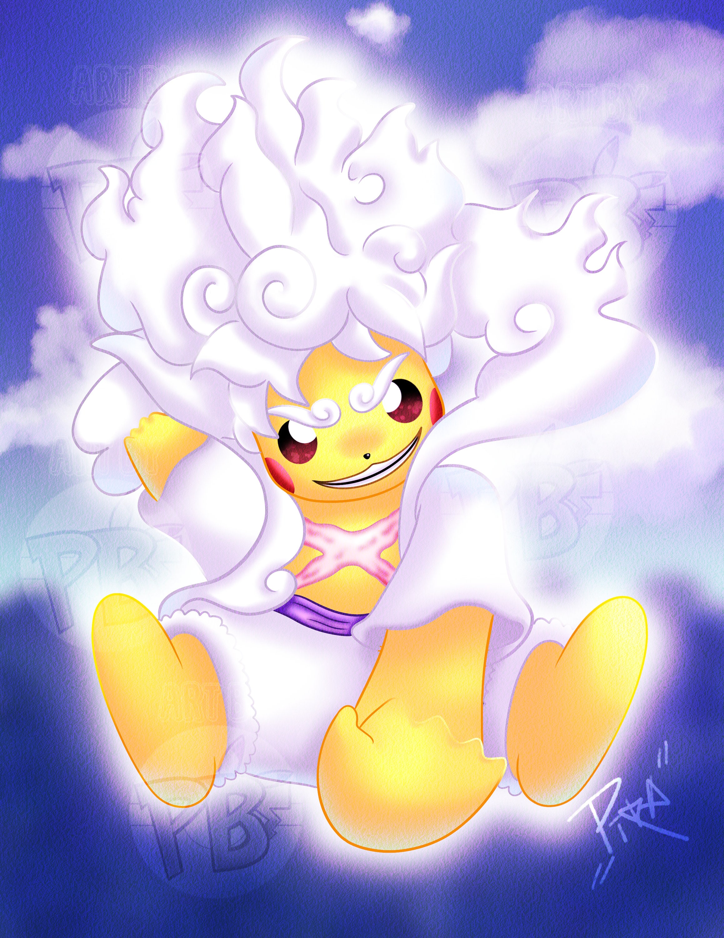 Pikachu Luffy Gear 5th DIGITAL ART PRINT Decorative Paintings O.e P.ece ...