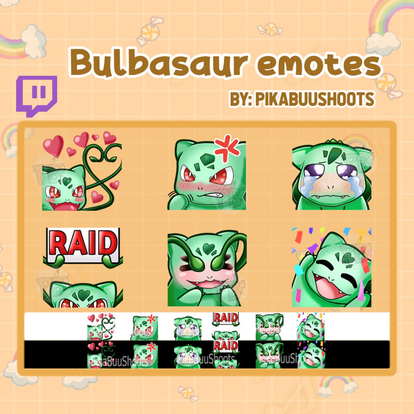 Bulbasaur Emotes Pack for Twitch Youtube Discord Cute - Etsy Australia