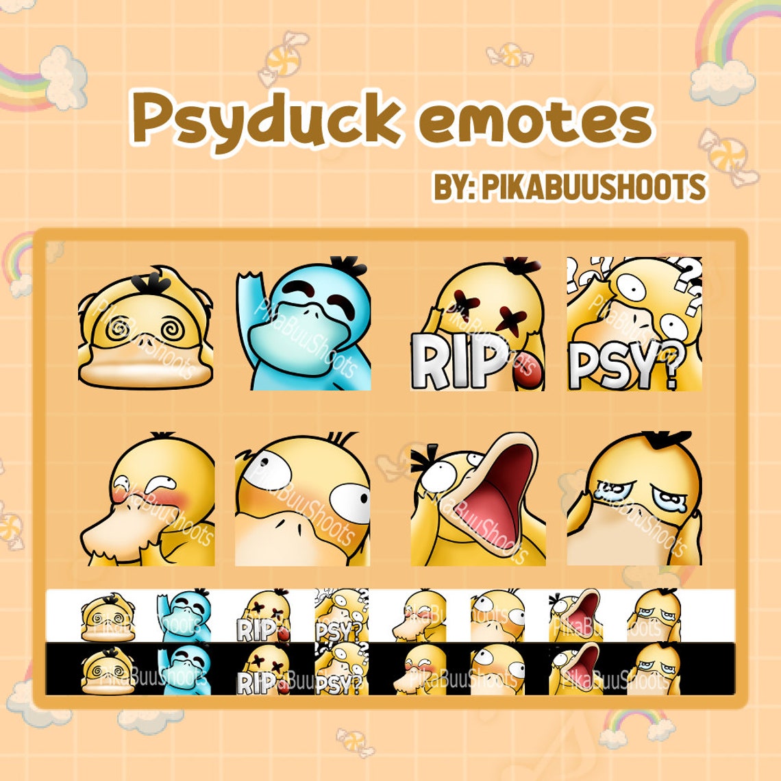Psyduck Emotes Pack for Twitch Youtube Discord Cute Psyduck Pokémon ...