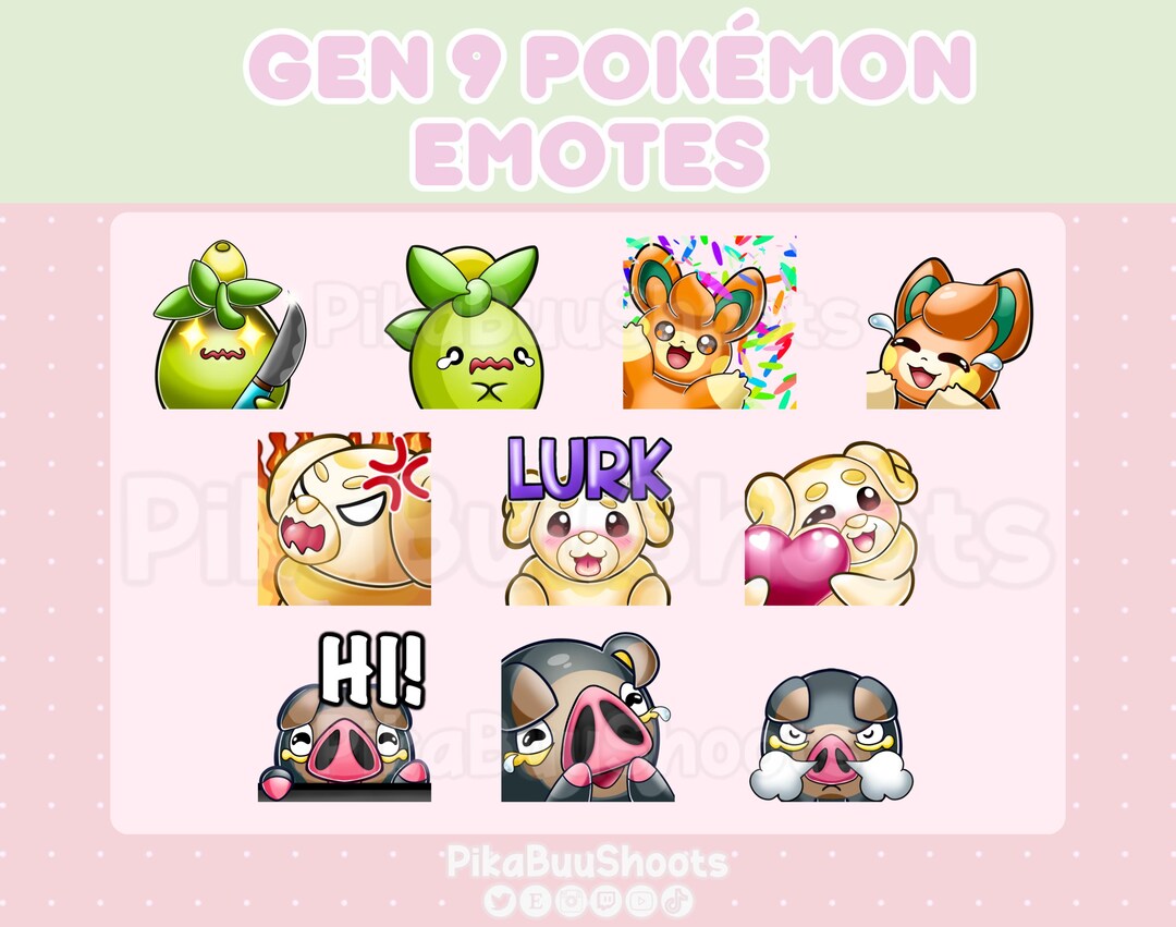 GEN 9 POKEMON EMOTES | Twitch Youtube Discord Graphics | P2U Emotes ...