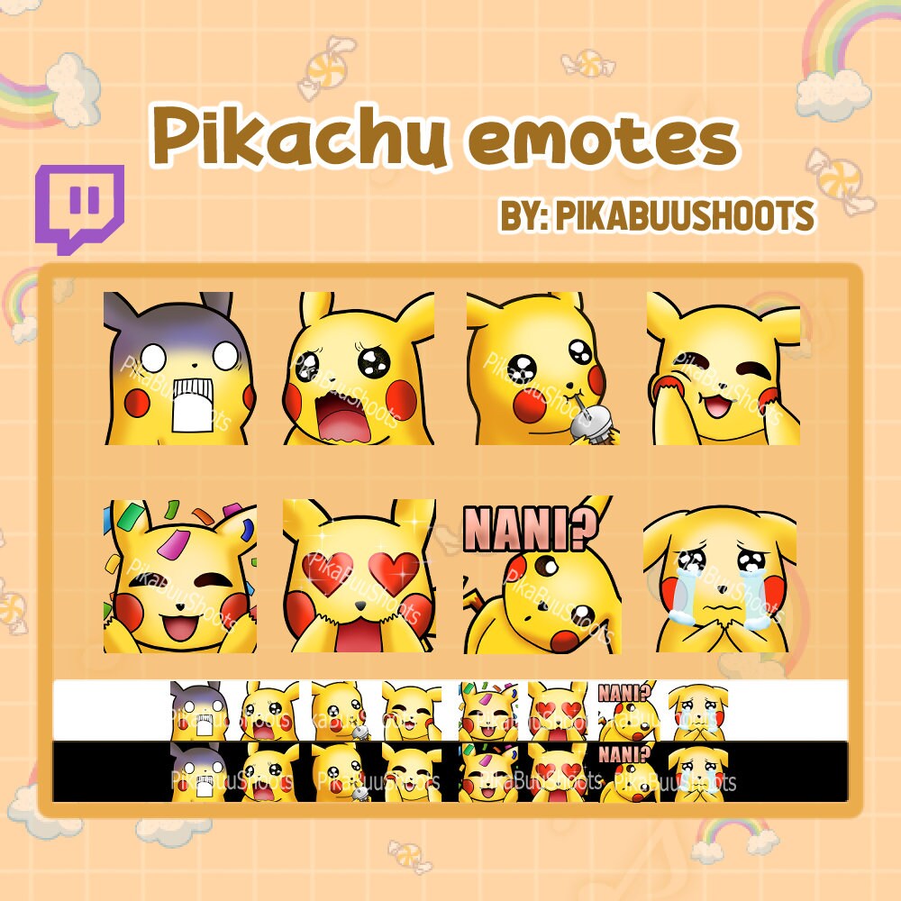 Pikachu Emotes Pack for Twitch Youtube Discord Cute Pikachu - Etsy