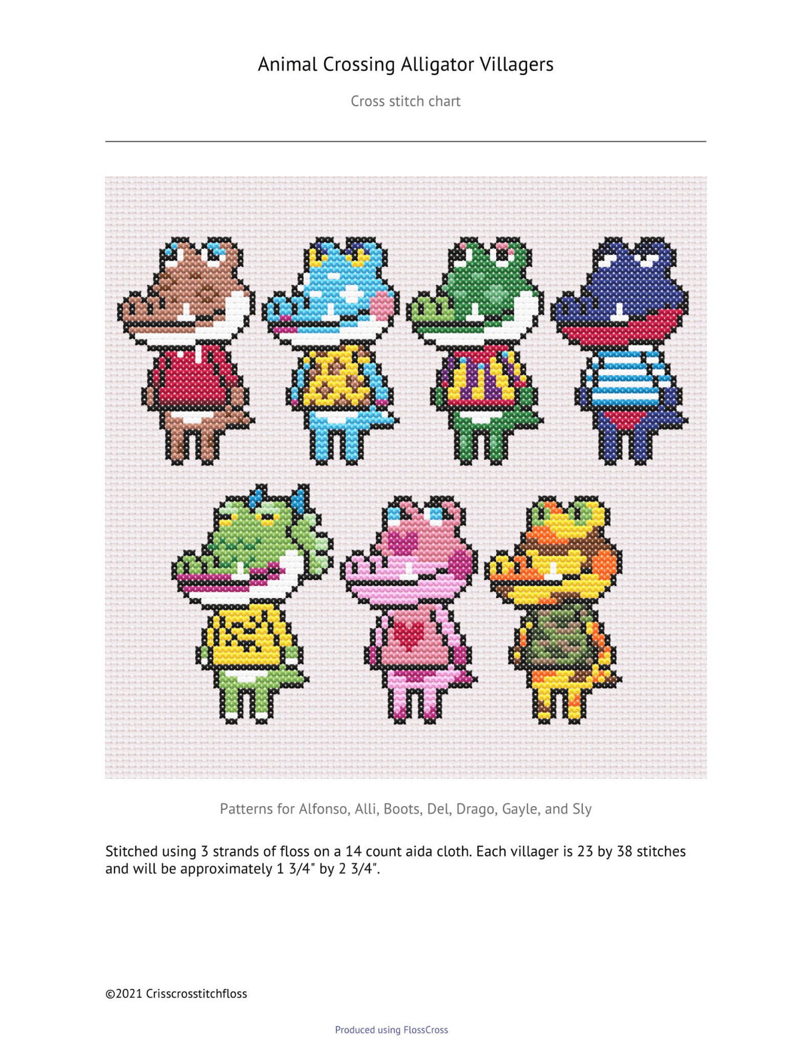 Animal Crossing Alligator Villagers Cross Stich Pattern Alfonso Alli ...