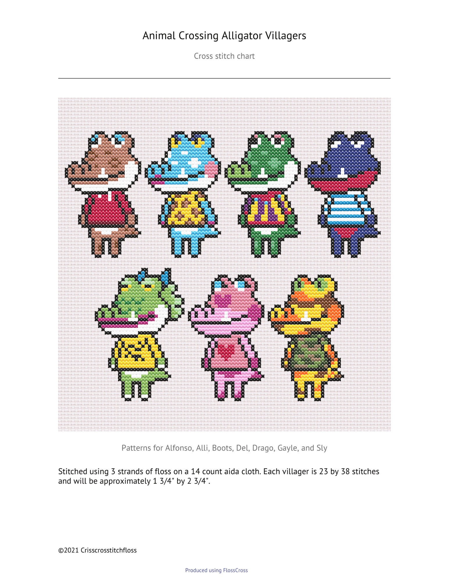 Animal Crossing Alligator Villagers Cross Stich Pattern Alfonso Alli ...