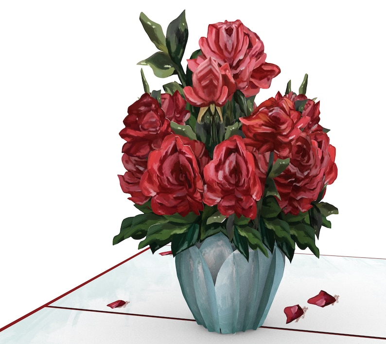 Red Roses 3D Pop up Card - Etsy