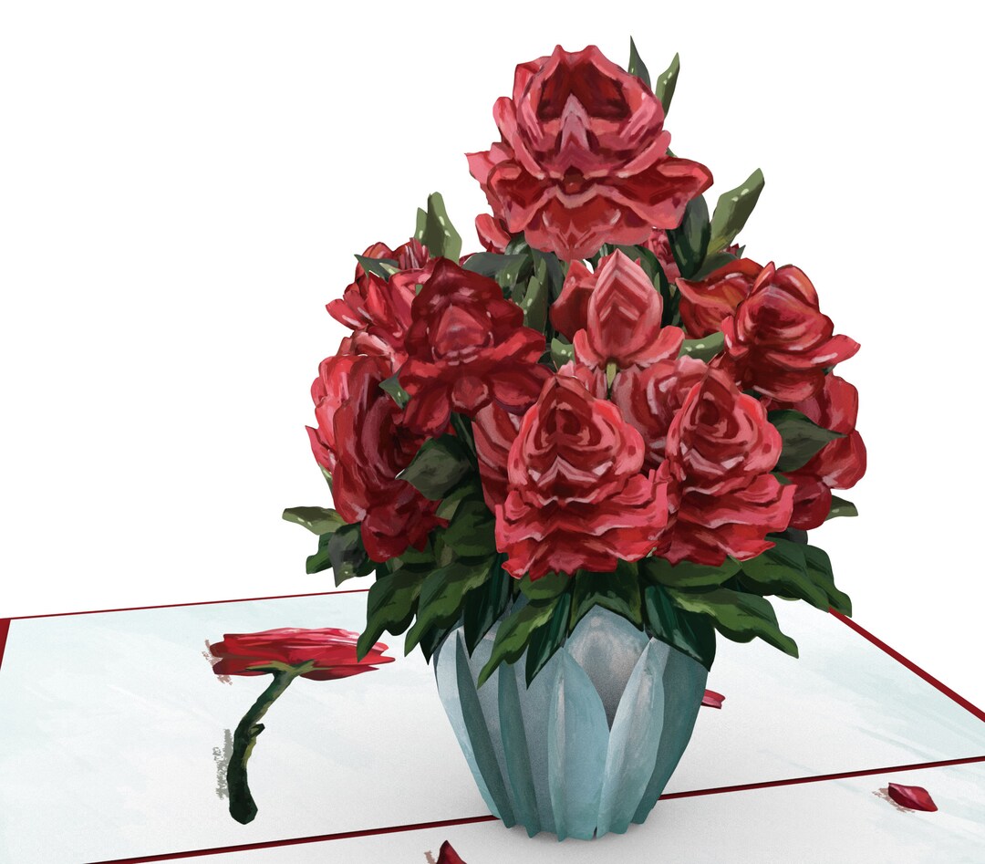 Red Roses 3D Pop up Card - Etsy