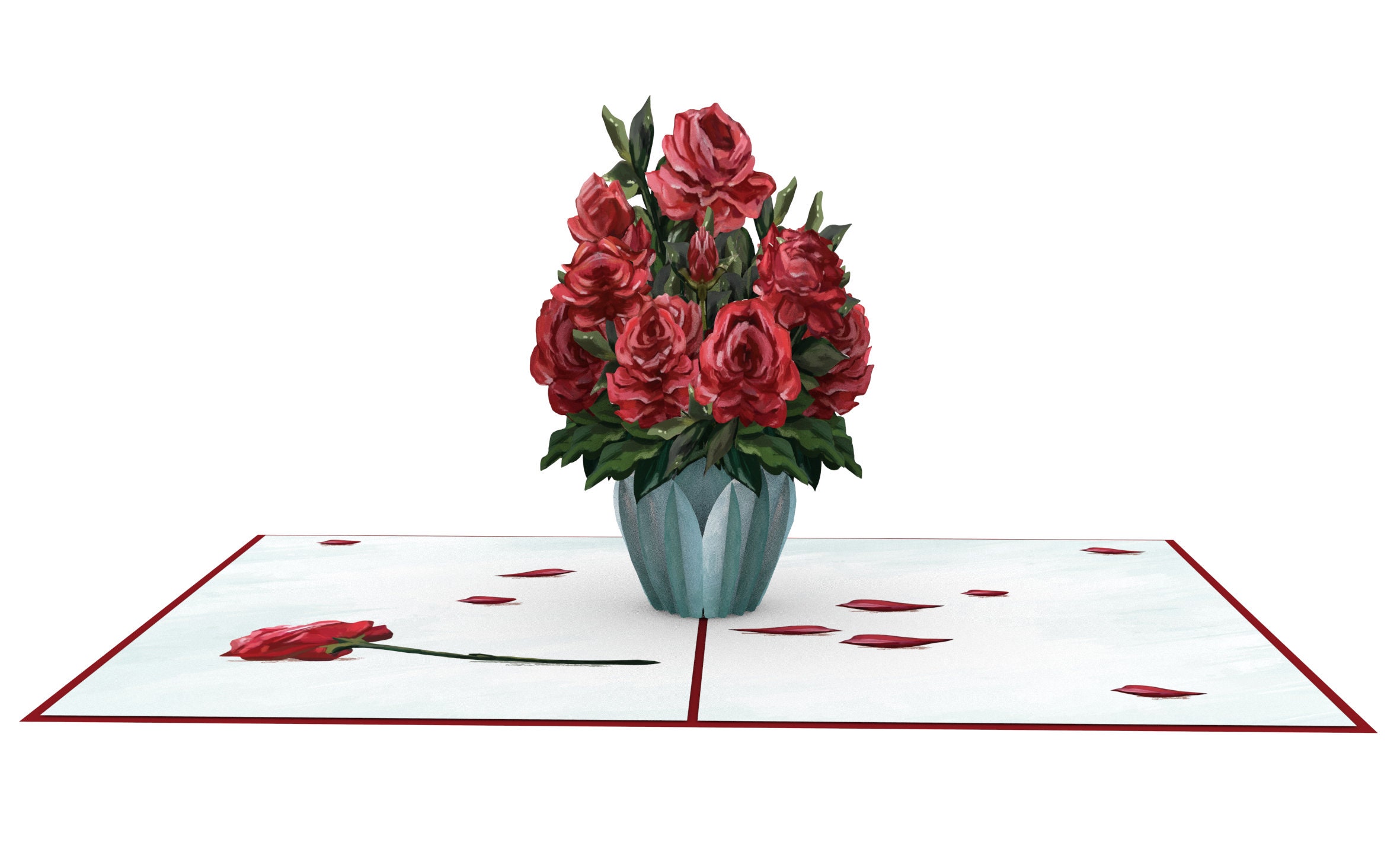 Red Roses 3D Pop up Card - Etsy