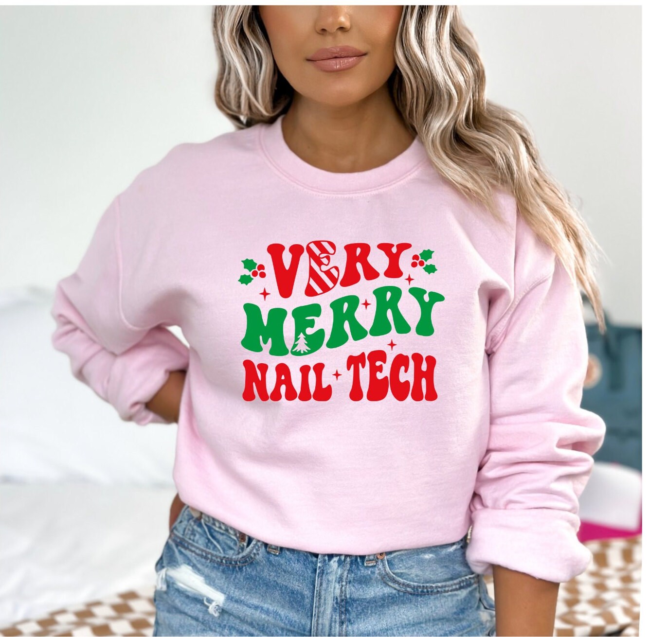 Very Merry Nail Tech Shirt, Nail Tech Christmas Sweatshirt, Christmas T ...
