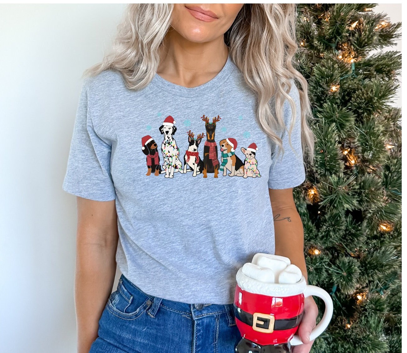 Christmas Dog Shirt, Dog Lover T-shirt, Holiday Dog Sweatshirt, Gift ...