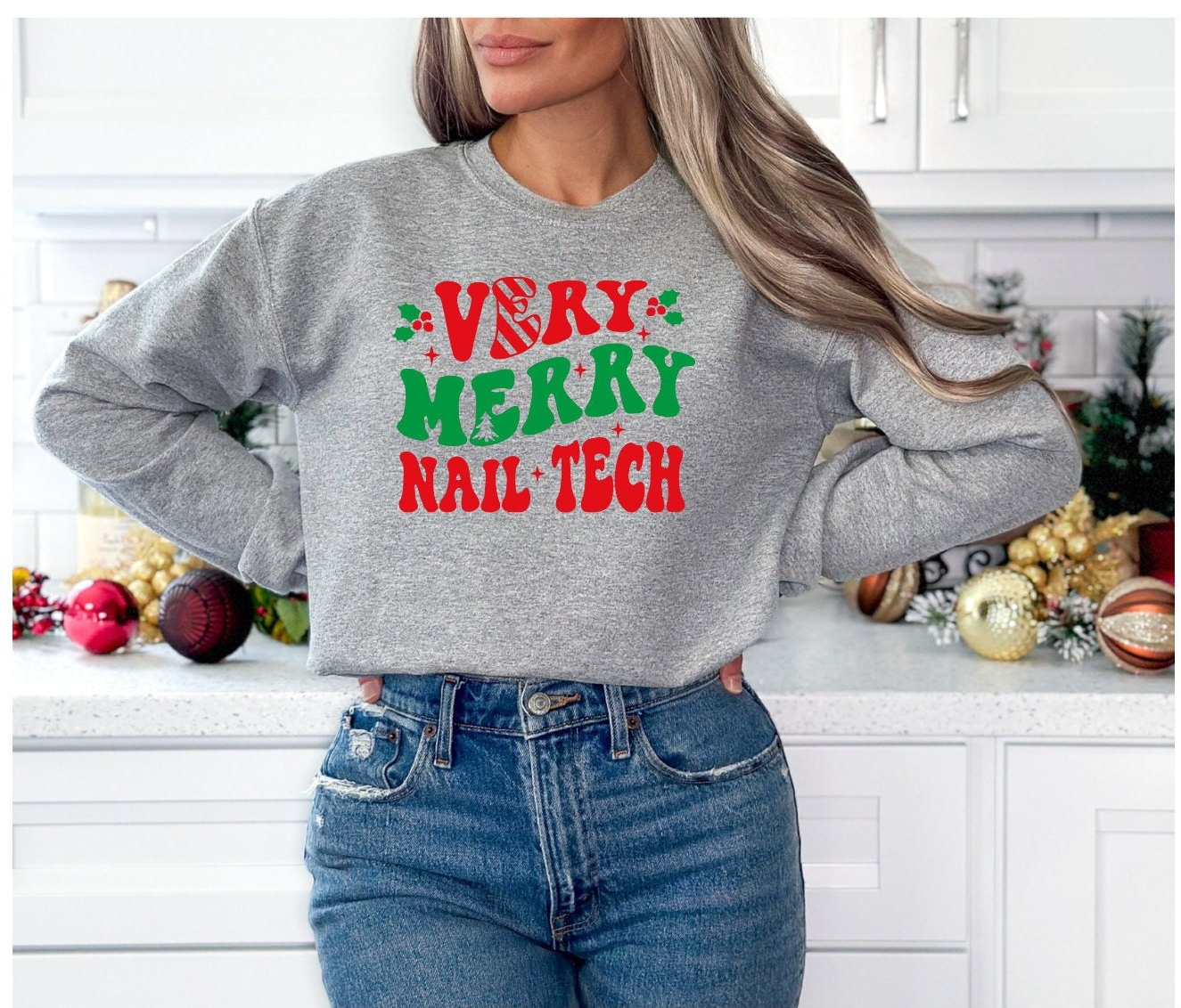 Very Merry Nail Tech Shirt, Nail Tech Christmas Sweatshirt, Christmas T ...