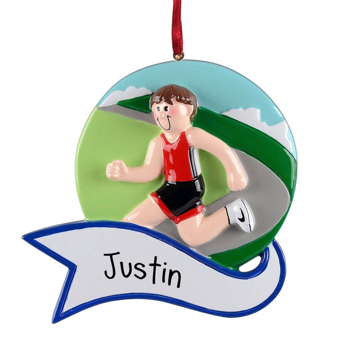 Personalized Male Runner With Banner Ornament - People Who Like to Run ...