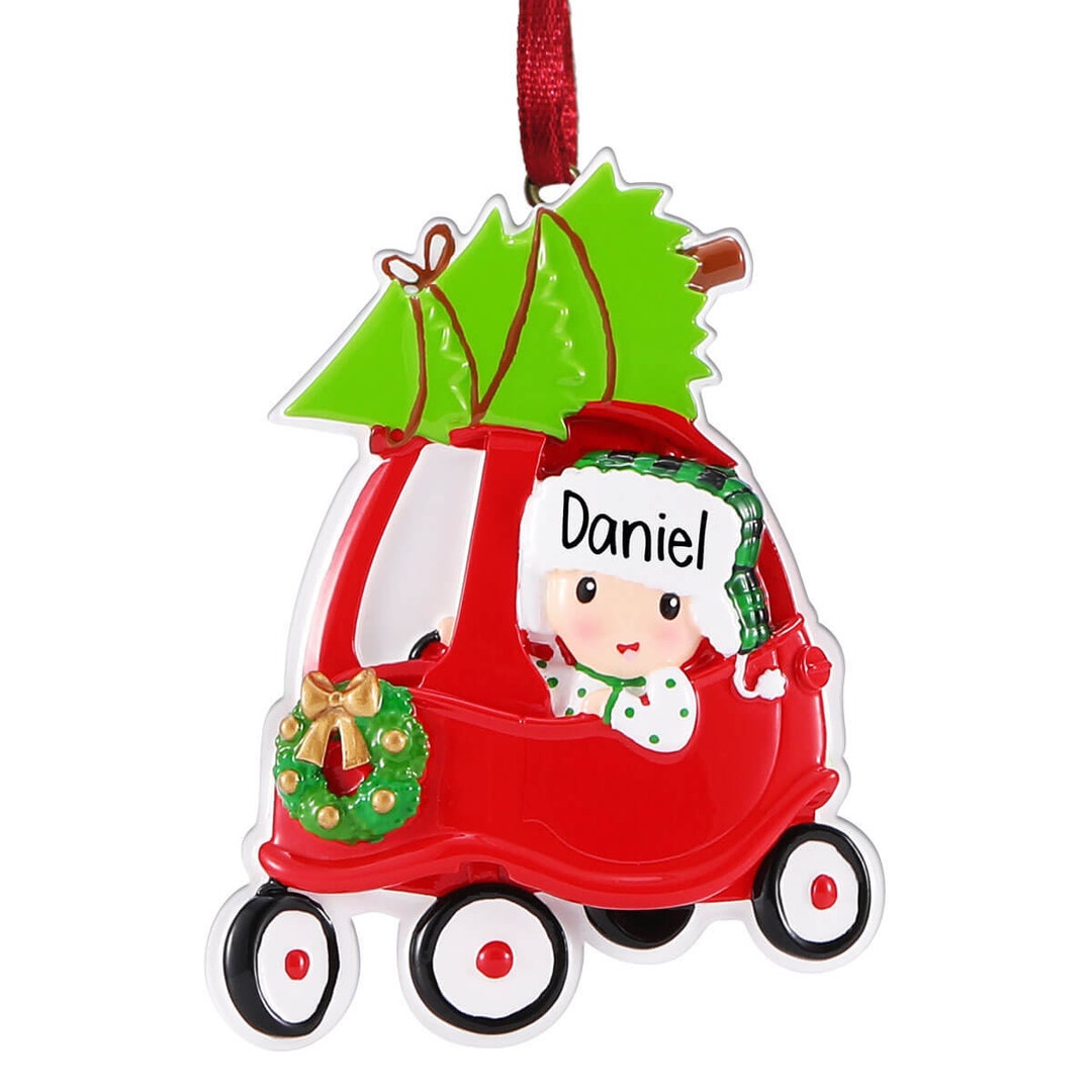 Personalized Kid Driving Toy Car Christmas Ornament - Children Playtime ...