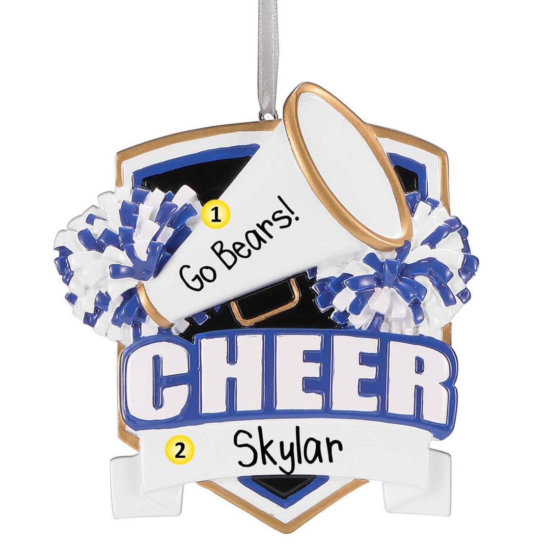Personalized Cheer Banner With Megaphone Blue Christmas Ornament ...