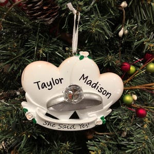 She Said Yes Engagement Ring - Personalized Ornaments - 1st Christmas ...