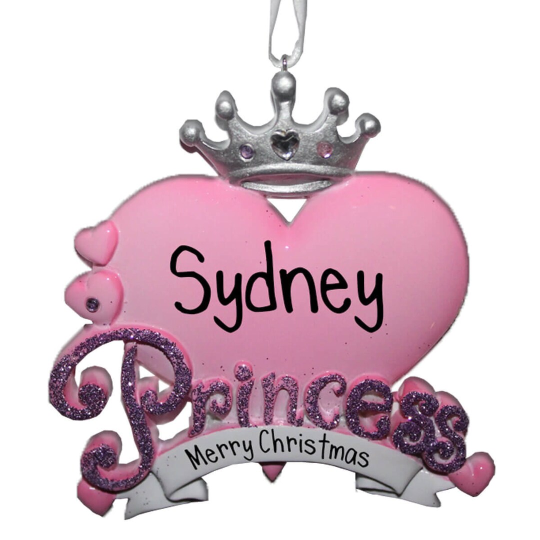 Princess Heart With Crown - Personalized Ornaments - Princess - Royalty ...