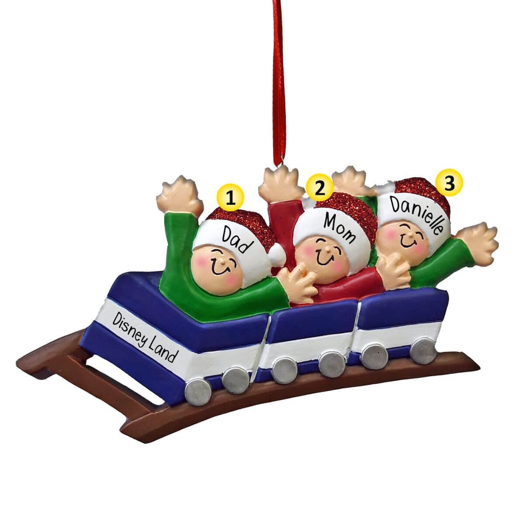 Blue Roller Coaster Family - 3 - Personalized Christmas Ornaments ...