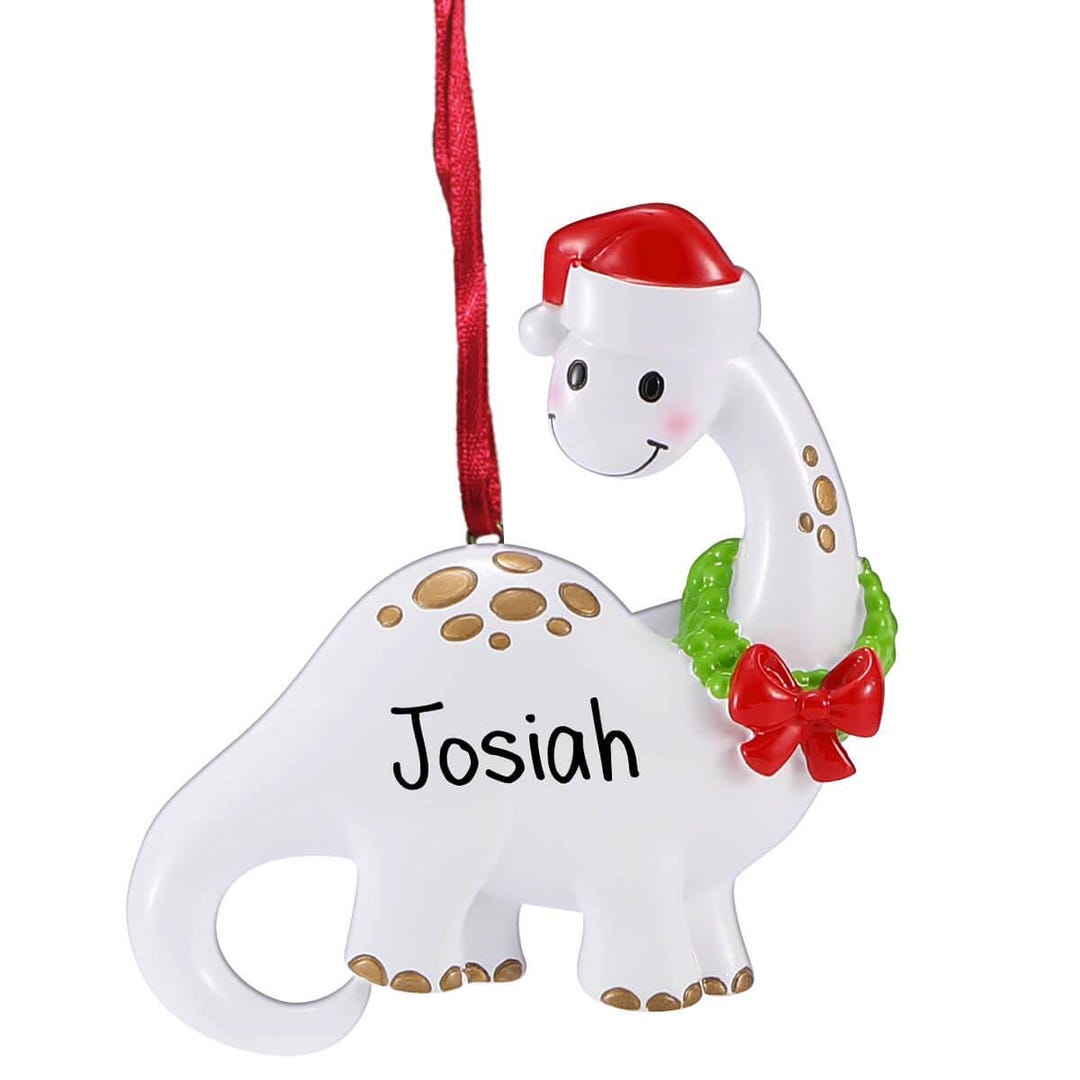 Personalized Apatosaurus White Dinosaur Christmas Ornament ...