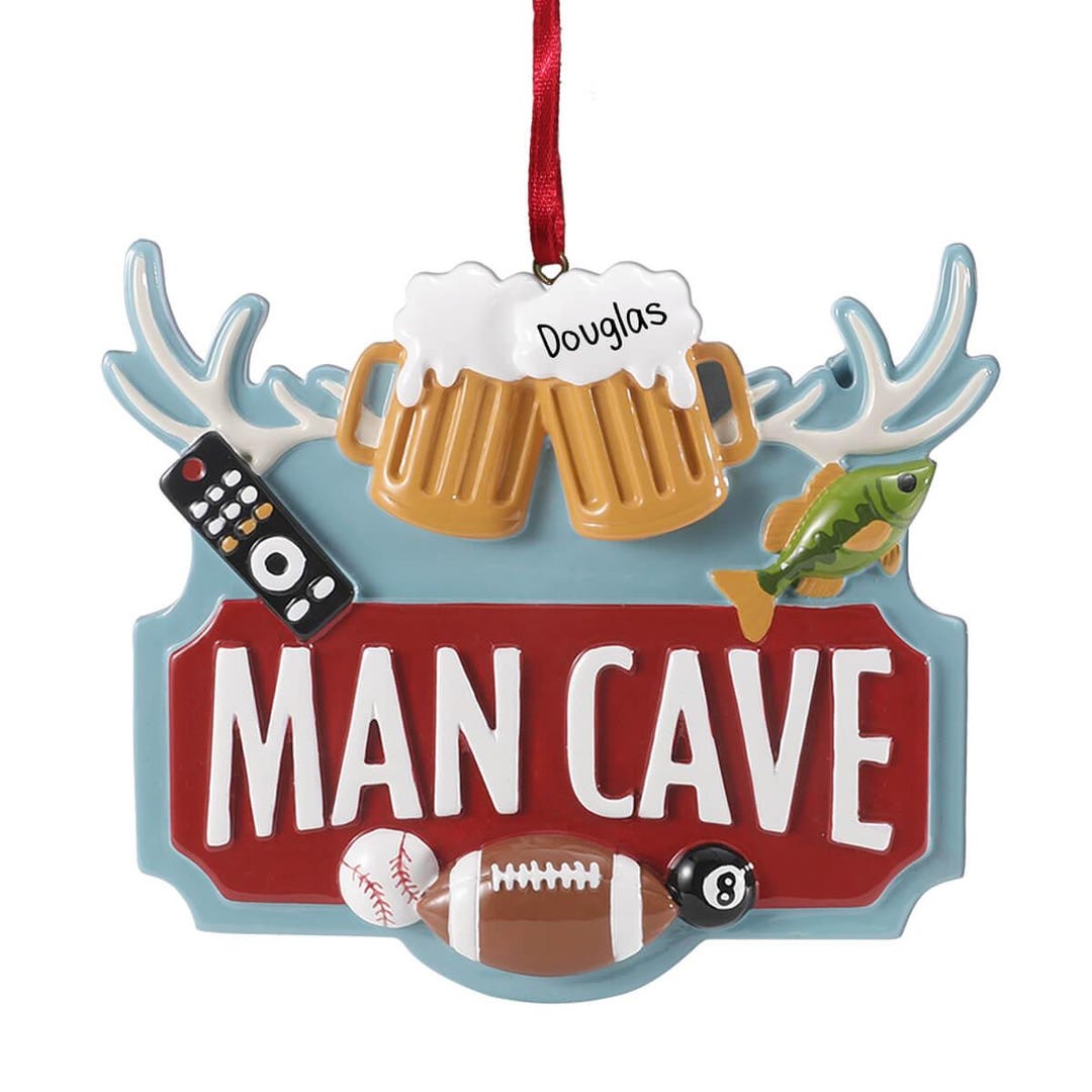 Man Cave With Beer and Remote Control - Personalized Ornament - TV ...
