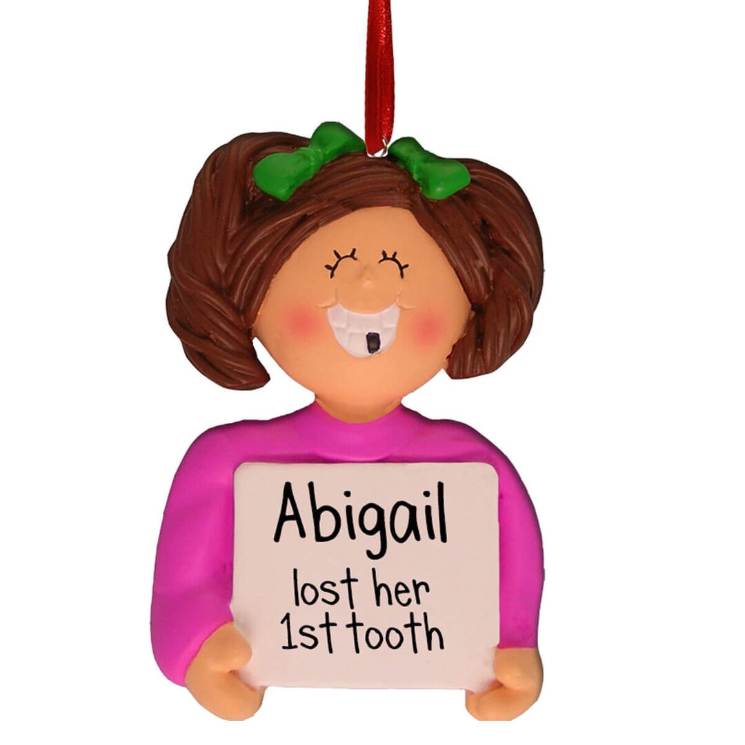 Lost a Tooth Girl With Brown Hair - Christmas Ornaments - Dentist ...